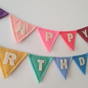 Happy Birthday Bunting, Rainbow Birthday Decoration Made With Felt ...