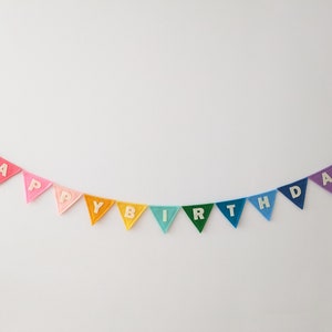 Happy Birthday Bunting, Rainbow Birthday Decoration Made With Felt ...