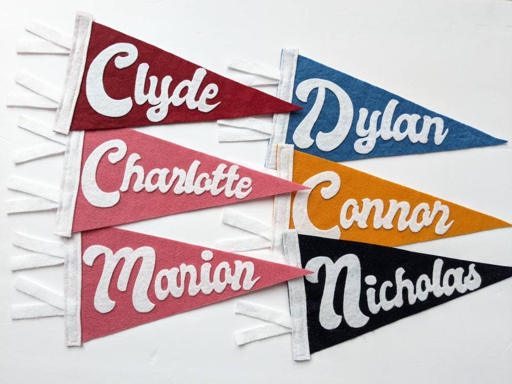 Name Pennant Flag Made With Stiffened Felt RETRO Font Kids - Etsy