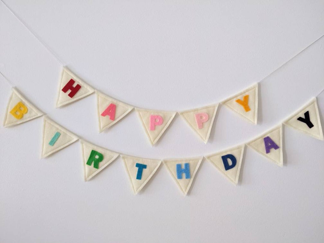 Happy Birthday Bunting, Rainbow Birthday Decoration Made With Felt ...