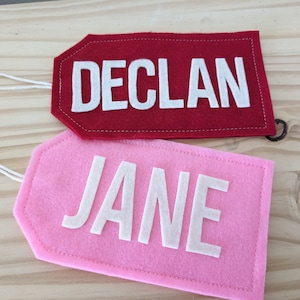 Felt NAME TAG, Stocking Tag, Gift Tag, Reusable, Custom Christmas Gift ...