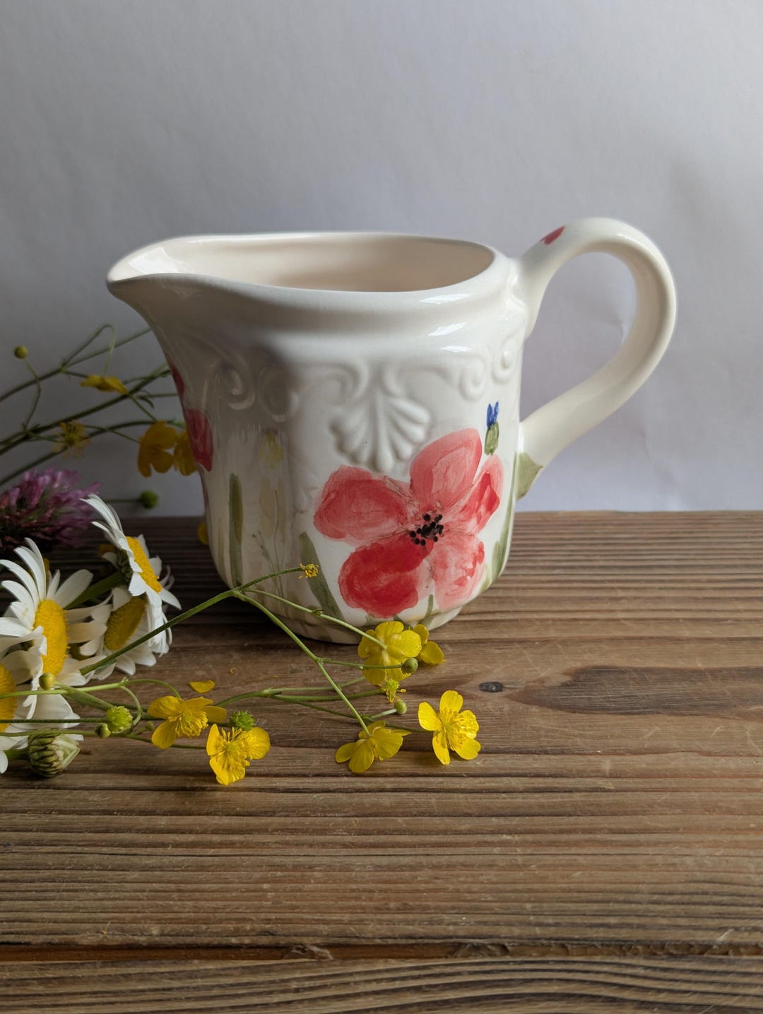 Ceramic Milk Jug,handmade Milk Jug With Flowers, Unique Handmade ...