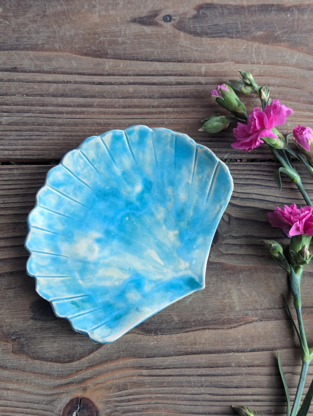 Soap Dish, Handmade Ceramic Sea Color Seashell, Simplistic Design, Clay ...