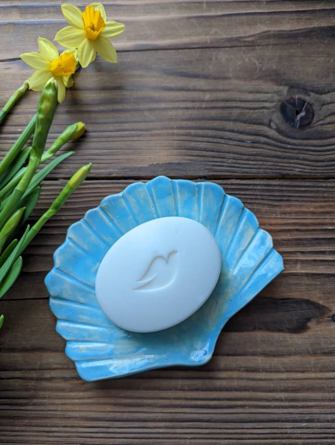 Soap Dish, Handmade Ceramic Sea Color Seashell, Simplistic Design, Clay ...