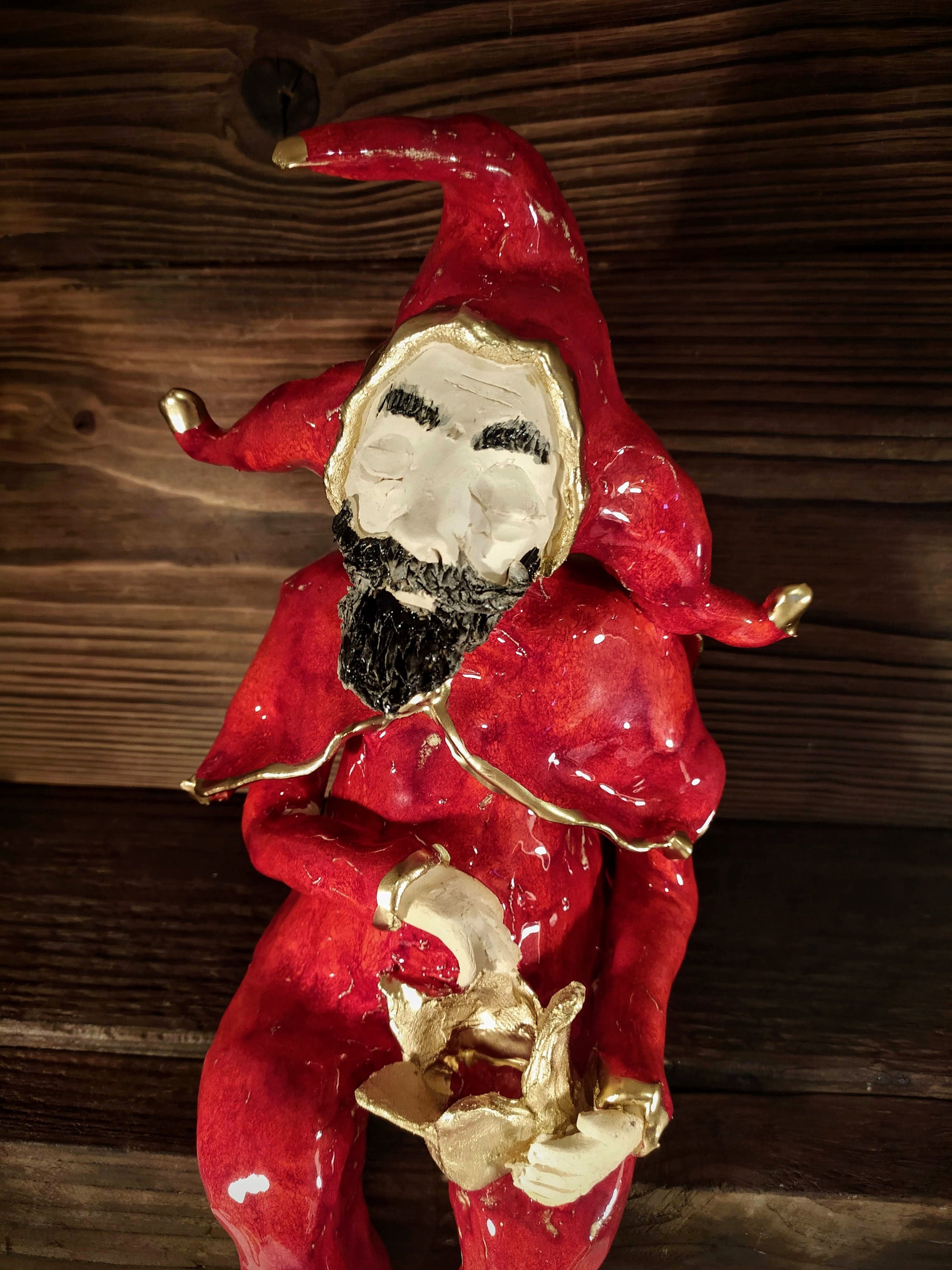 Ceramic Sculpture, Handmade Clay Figure, Jester With Crown Figure ...