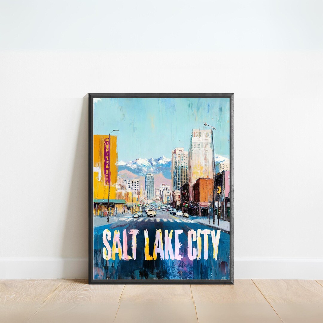 Salt Lake City Poster - Abstract Travel Art Print, Modern Wall Decor ...