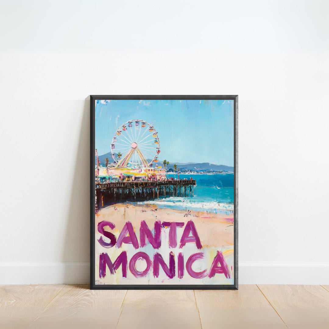 Santa Monica Poster - Abstract Travel Art Print, Modern Wall Decor ...