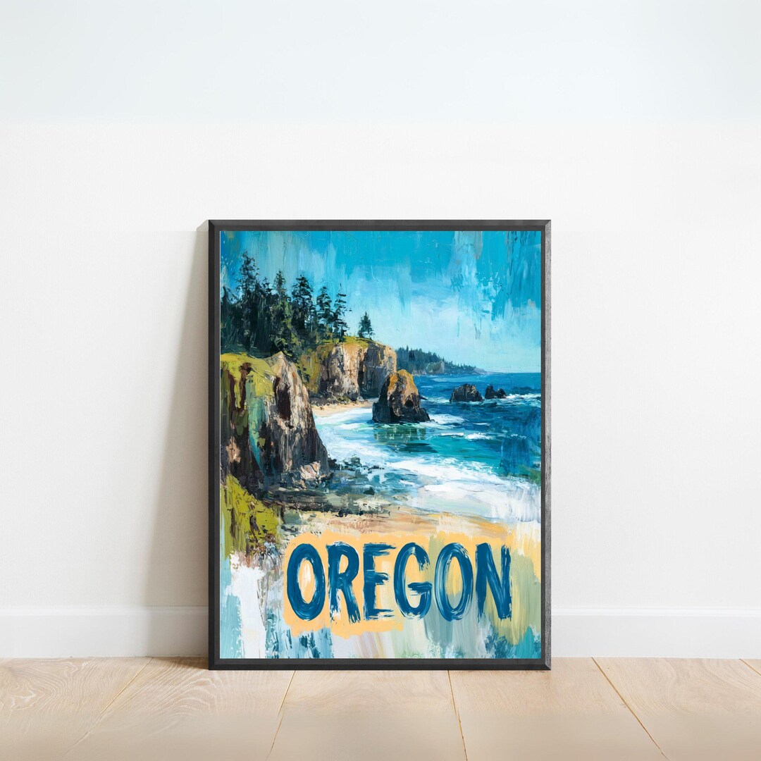 Oregon Poster - Abstract Travel Art Print, Modern Wall Decor, Bold ...