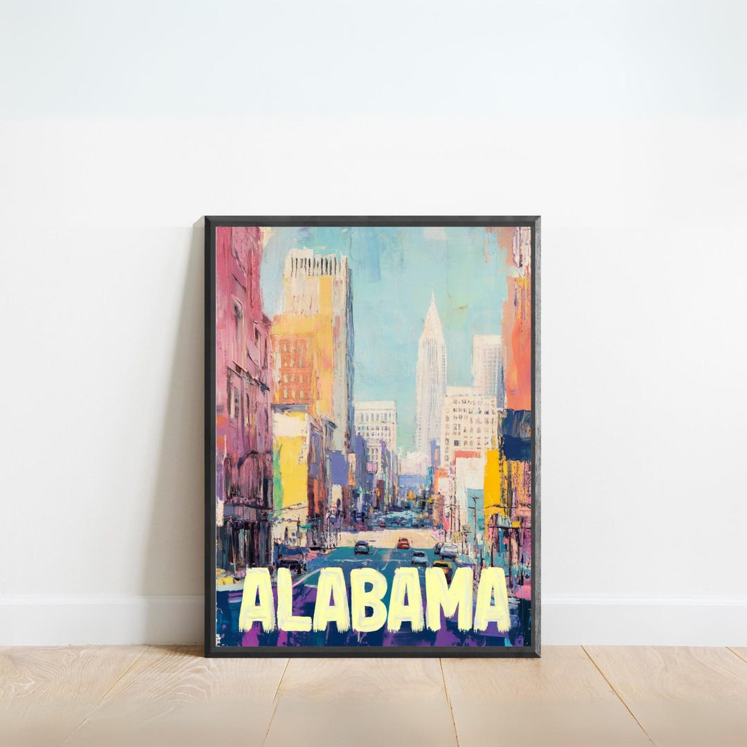 Alabama Poster - Abstract Travel Art Print, Modern Wall Decor, Bold ...