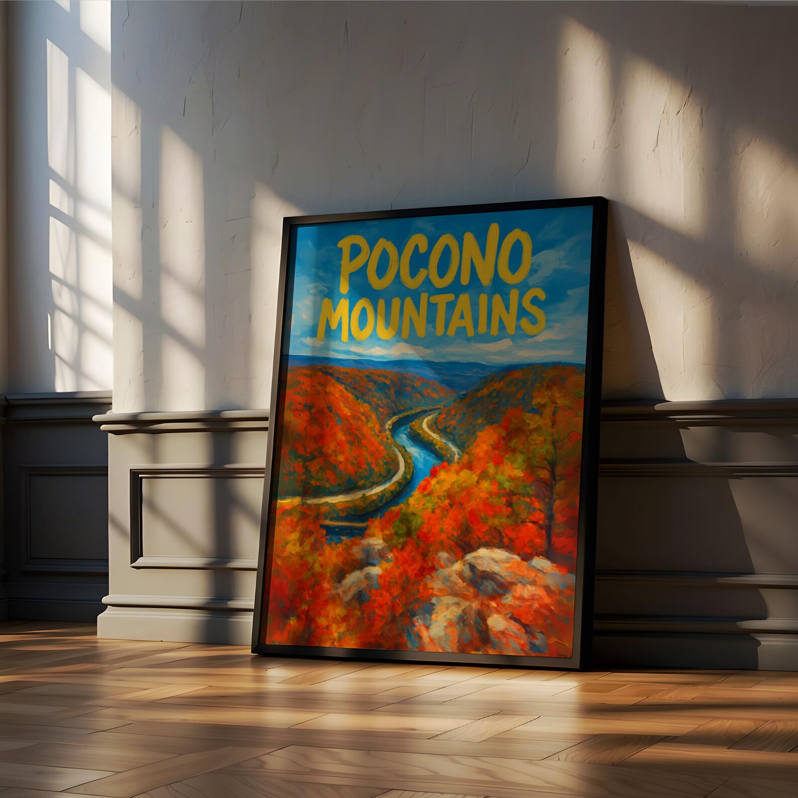 Pocono Mountains Poster – Autumn River Valley Landscape Wall Art ...