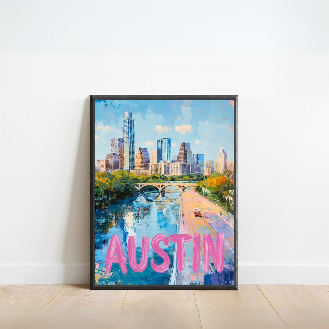 Austin Poster - Abstract Travel Art Print, Modern Wall Decor, Bold ...