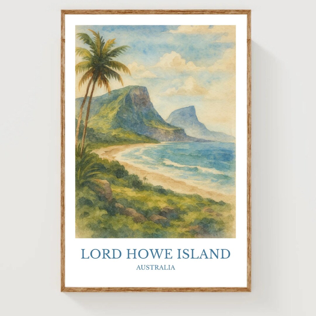 Lord Howe Island, Watercolor Design Poster, Australia Print, Lord Howe ...