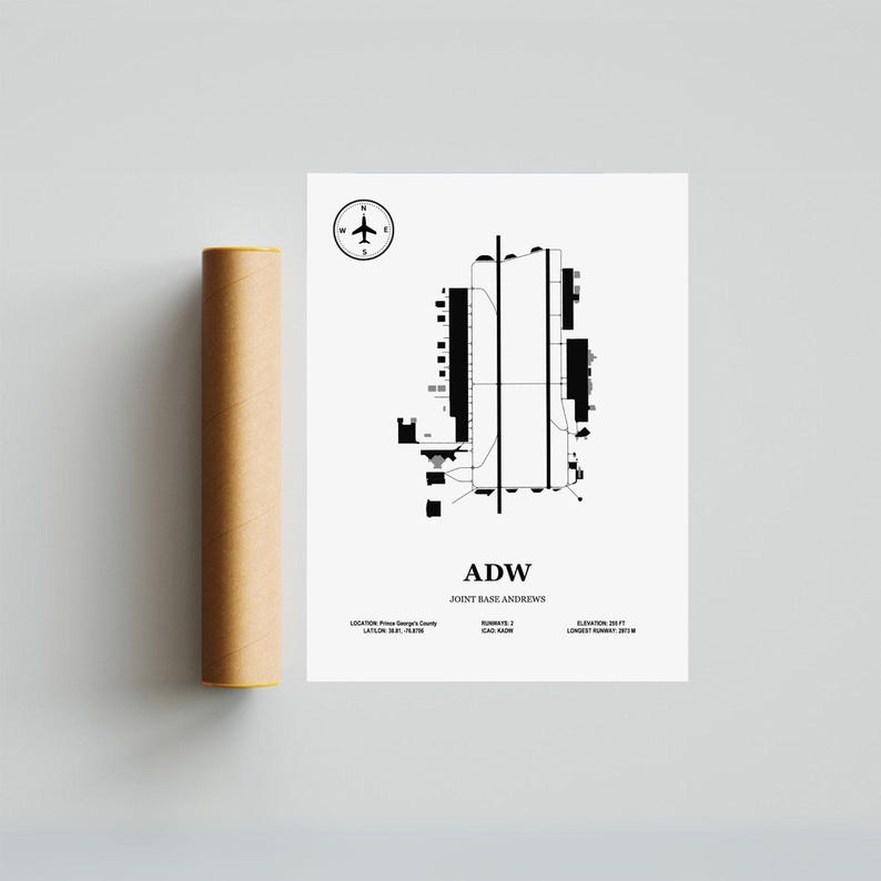 ADW, Joint Base Andrews – Airport Design Map, Aviation Poster - Etsy
