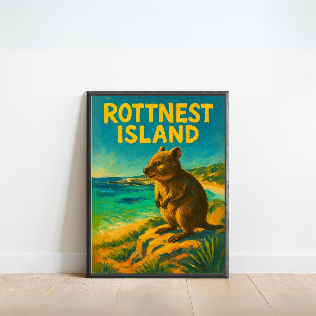 Rottnest Island Poster – Quokka Wall Art Print, Australia Coastal ...