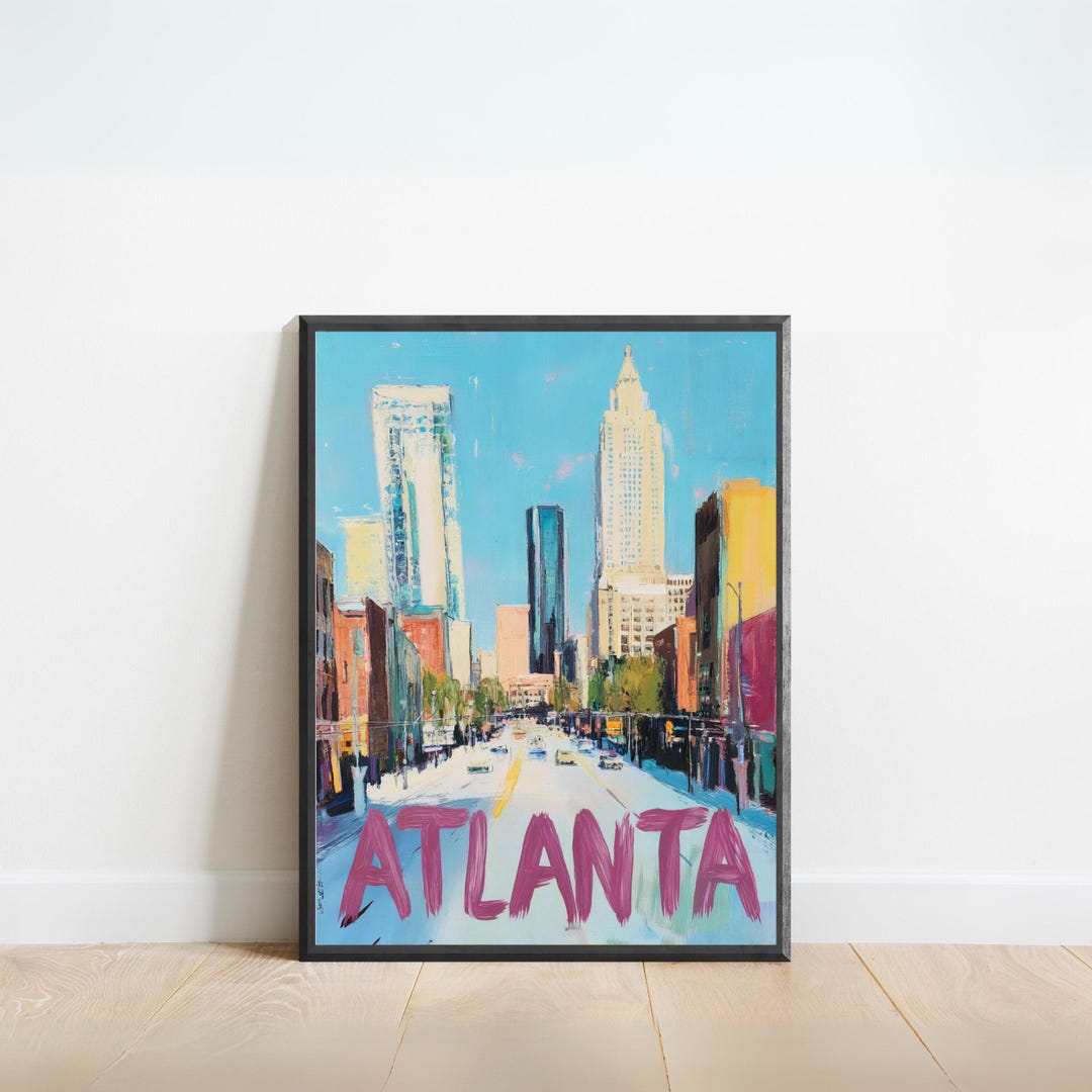 Atlanta Poster - Abstract Travel Art Print, Modern Wall Decor, Bold ...