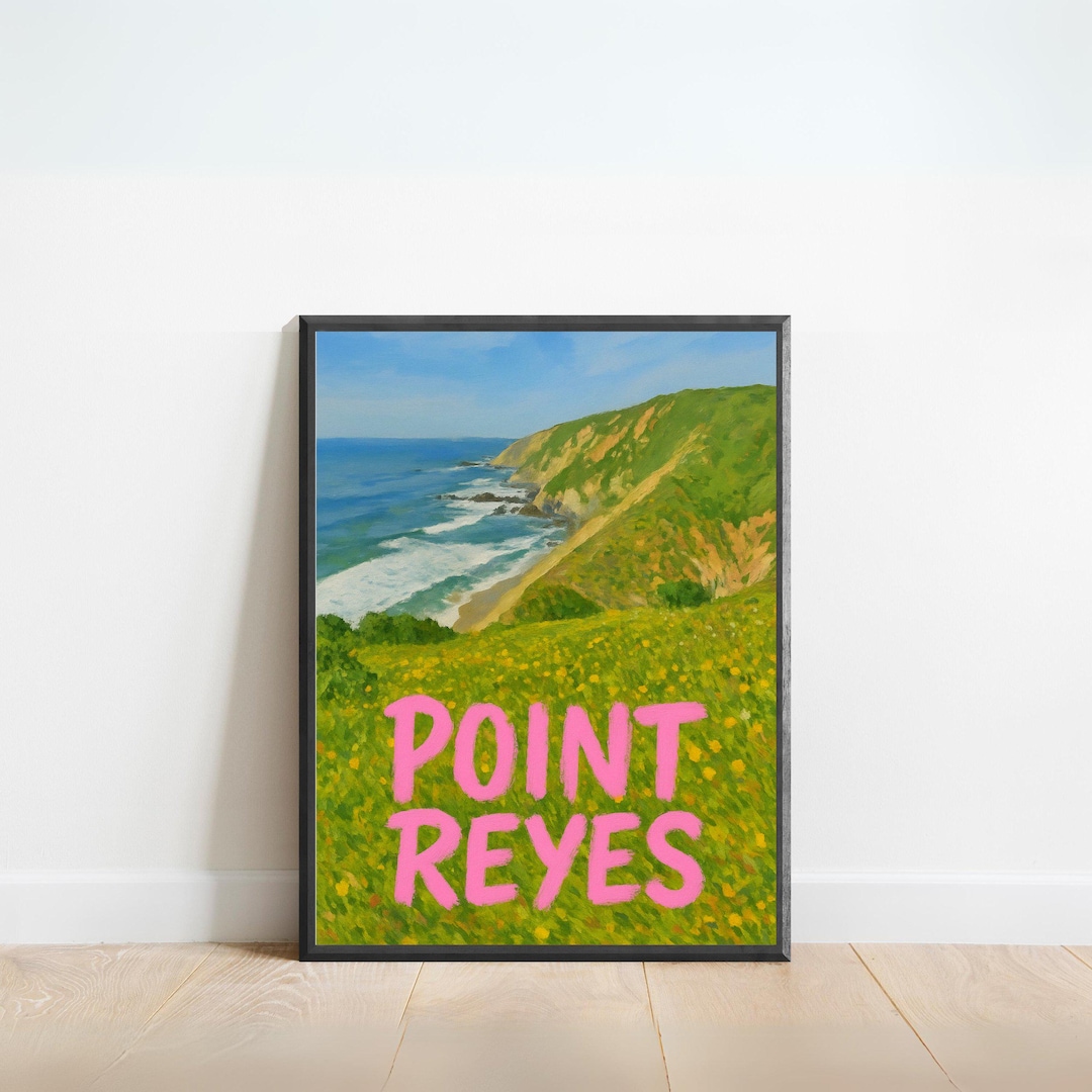 Point Reyes Poster – California Coast Wall Art, Wildflower Cliffside ...