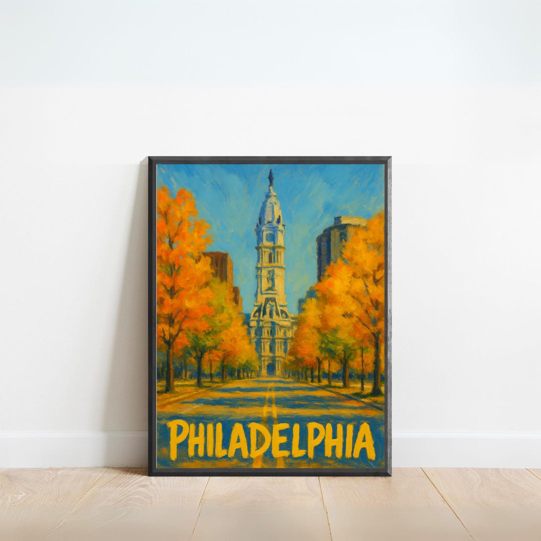 Philadelphia Poster – City Hall Autumn Wall Art, Pennsylvania Fall ...