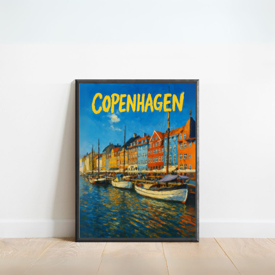 Copenhagen Poster – Nyhavn Harbor Wall Art Print, Denmark Travel ...