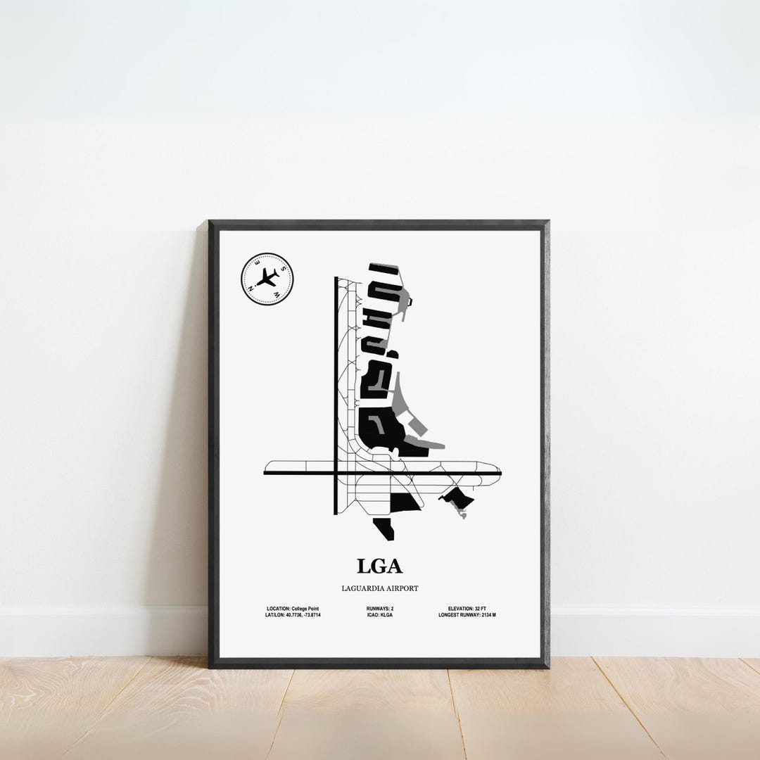 LGA, Laguardia Airport – Airport Design Map, Aviation Poster - Etsy