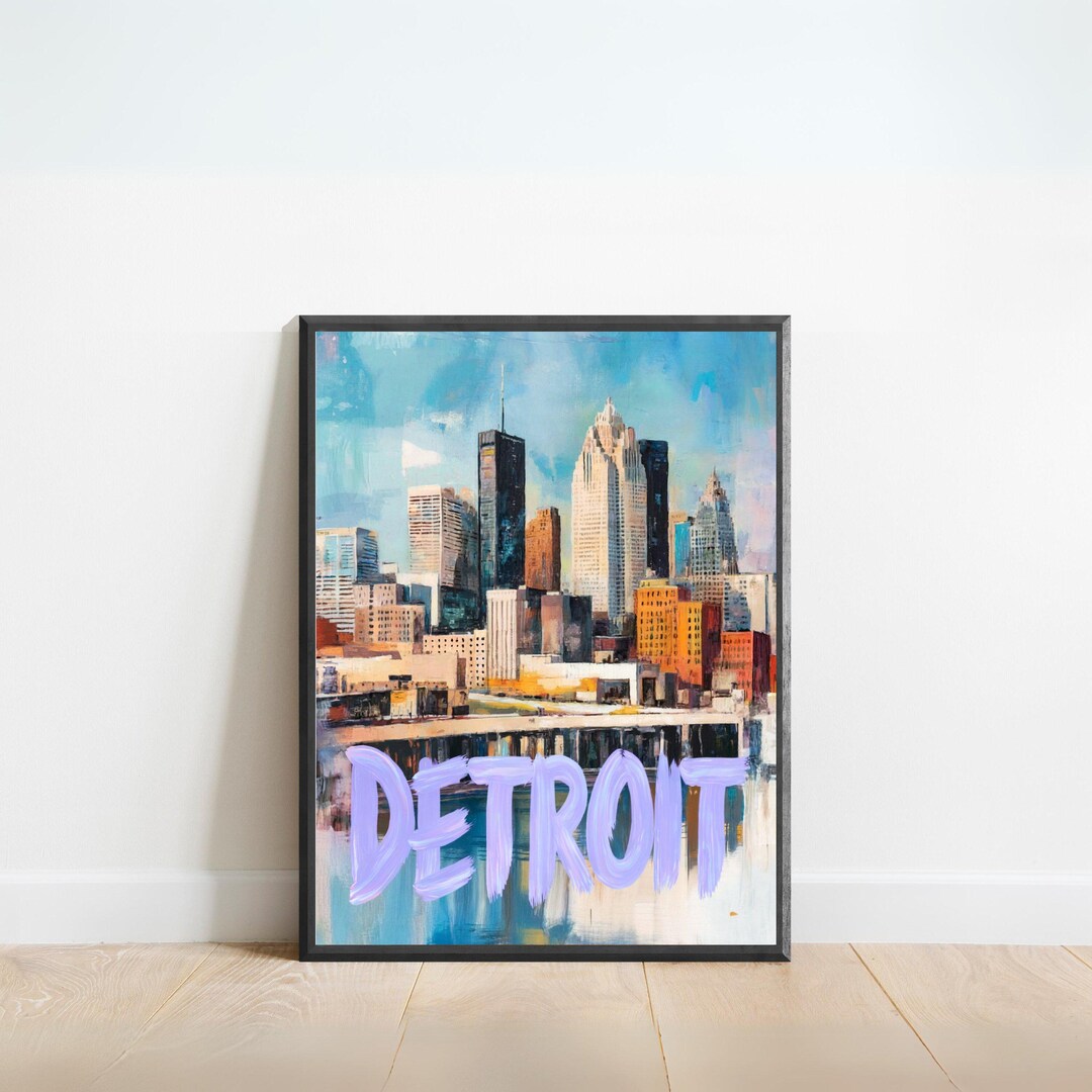 Detroit Poster - Abstract Travel Art Print, Modern Wall Decor, Bold ...