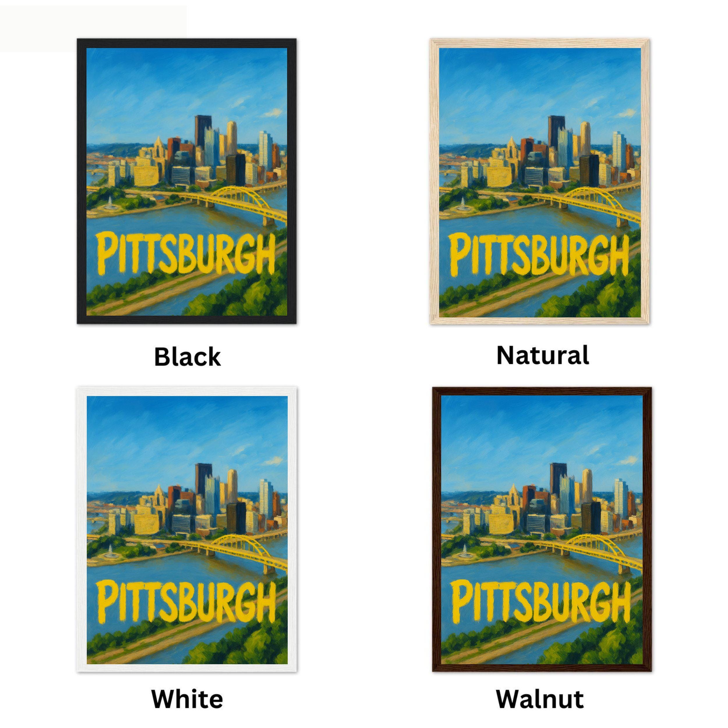 Pittsburgh Poster – Golden Triangle Skyline Wall Art, Three Rivers View ...