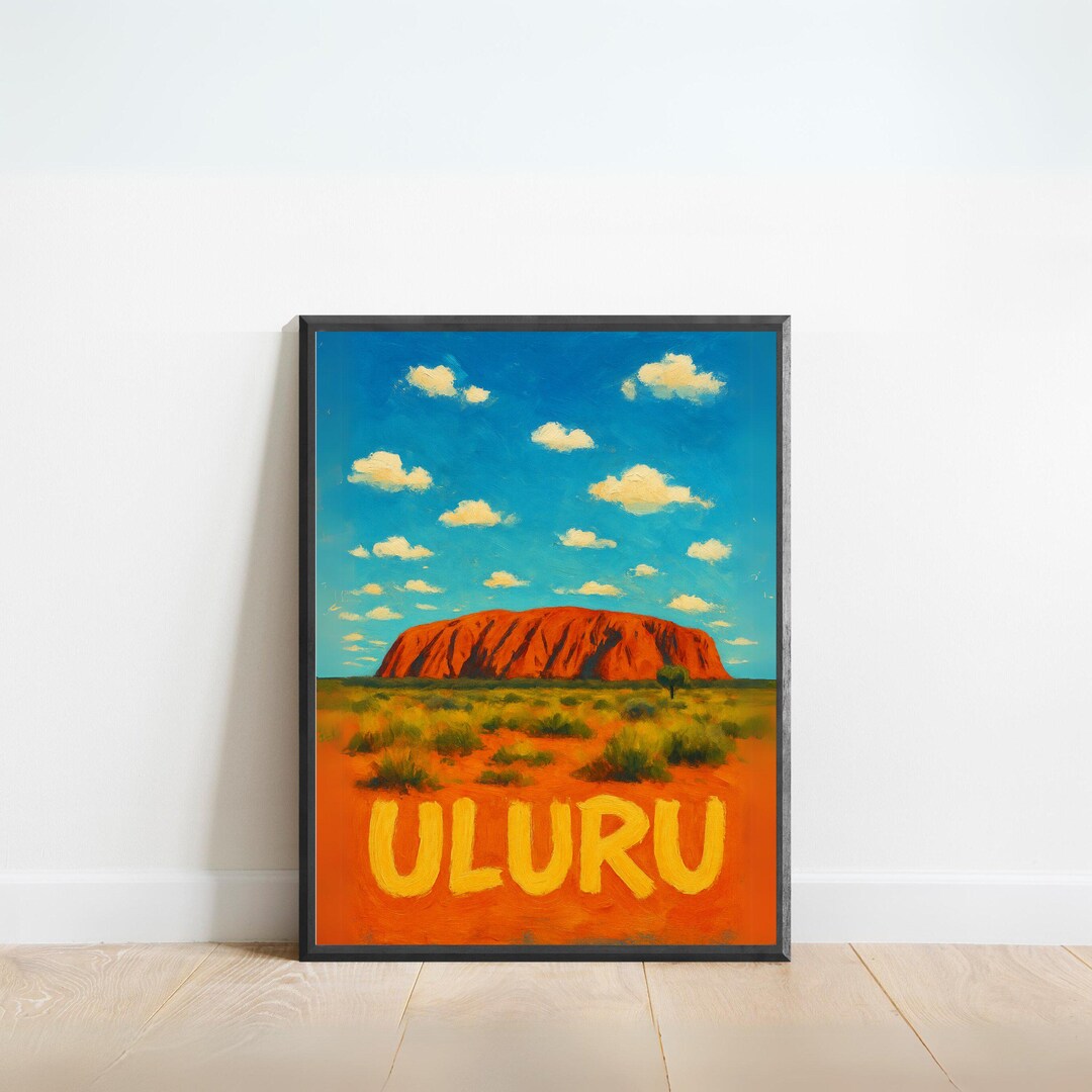 Uluru Poster – Australian Outback Travel Print, Red Desert Landscape ...