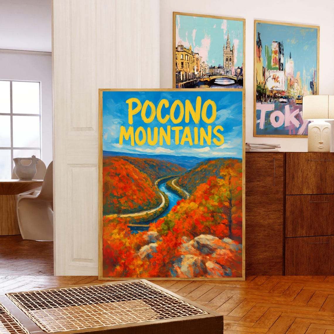 Pocono Mountains Poster – Autumn River Valley Landscape Wall Art ...