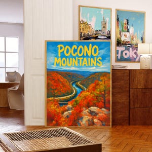 Pocono Mountains Poster – Autumn River Valley Landscape Wall Art ...