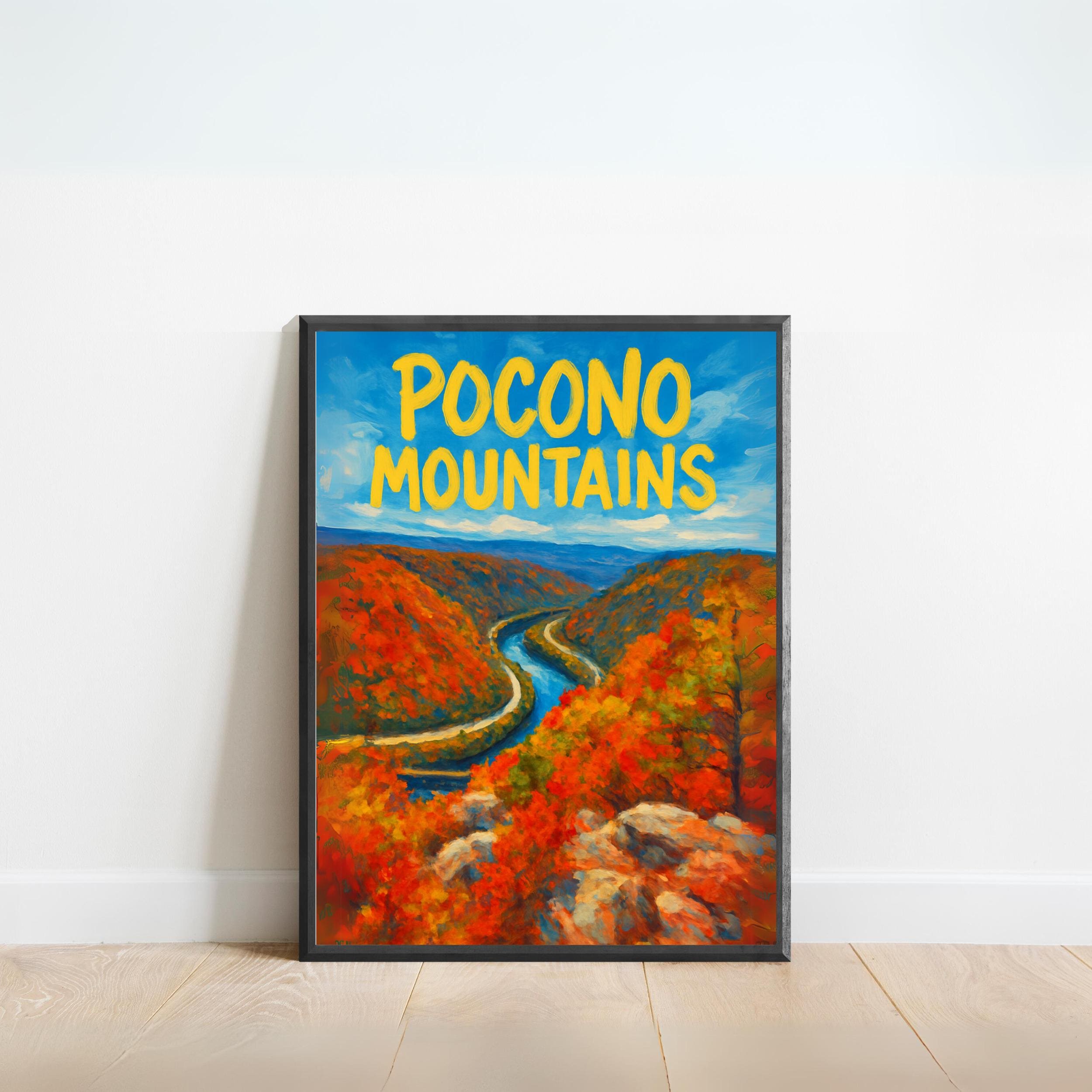 Pocono Mountains Poster – Autumn River Valley Landscape Wall Art ...