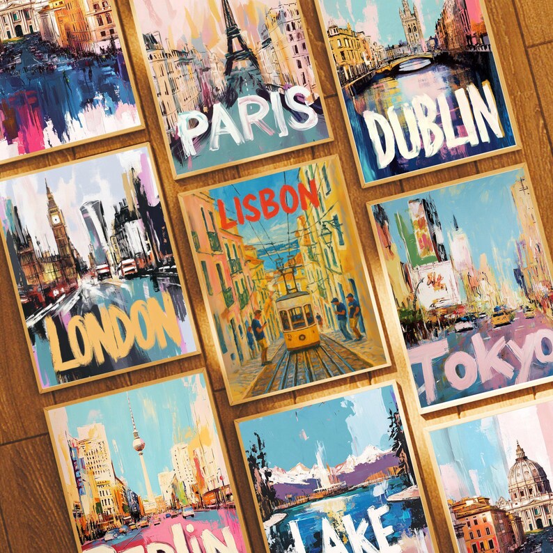 Lisbon Poster - Abstract Travel Art Print, Modern Wall Decor, Bold ...
