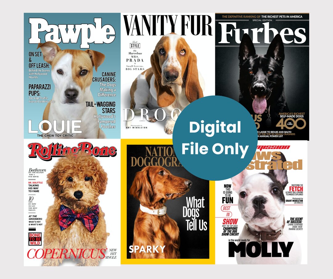 Digital File Magazine Covers Pet Portraits Custom Pet - Etsy Australia