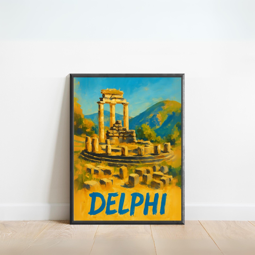 Delphi Poster – Ancient Greece Wall Art, Temple Ruins Print, Classical Travel Decor for History ...