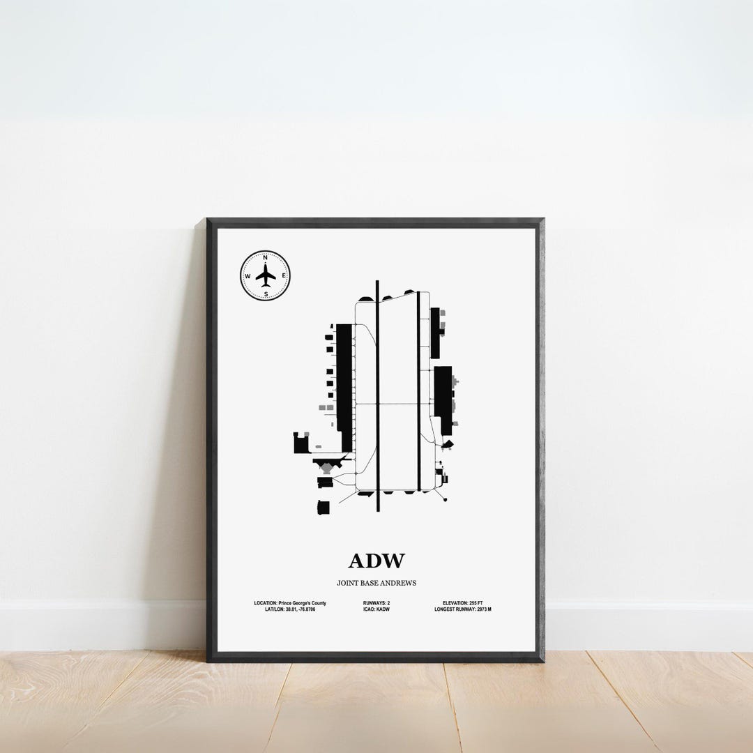 ADW, Joint Base Andrews – Airport Design Map, Aviation Poster - Etsy
