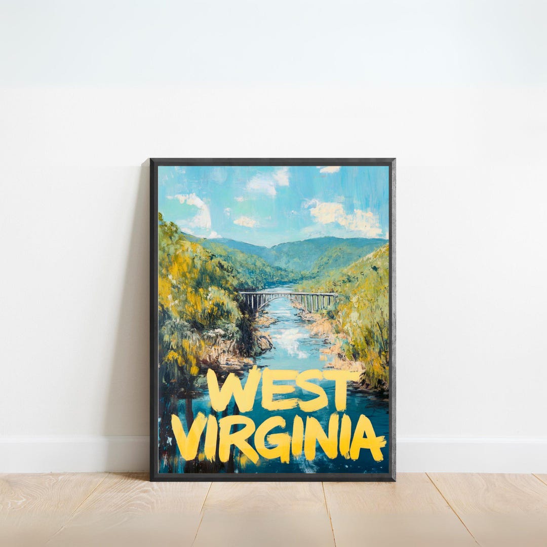 West Virginia Poster - Abstract Travel Art Print, Modern Wall Decor ...