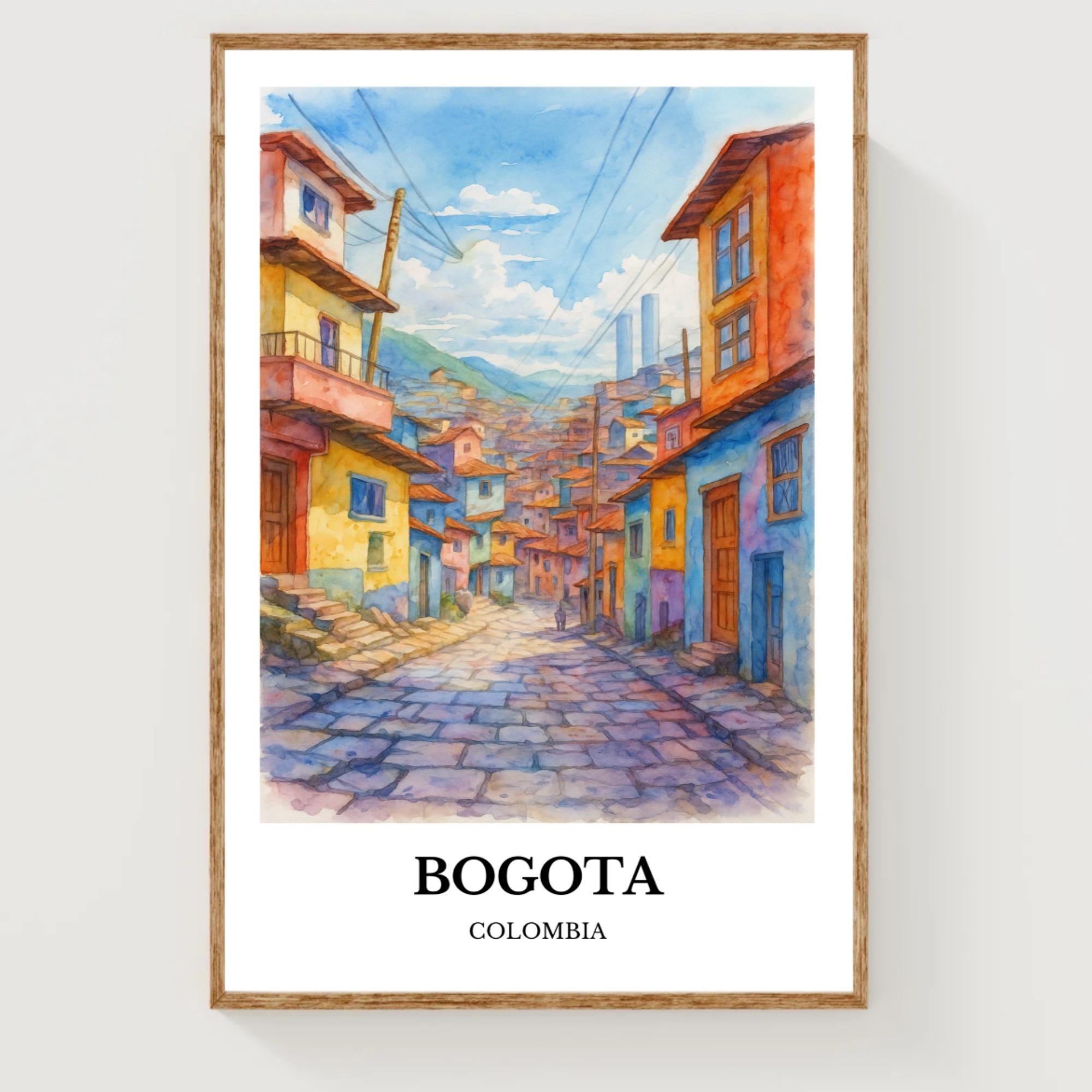 Bogota Poster, Vintage Watercolor Style Street Scene - Etsy