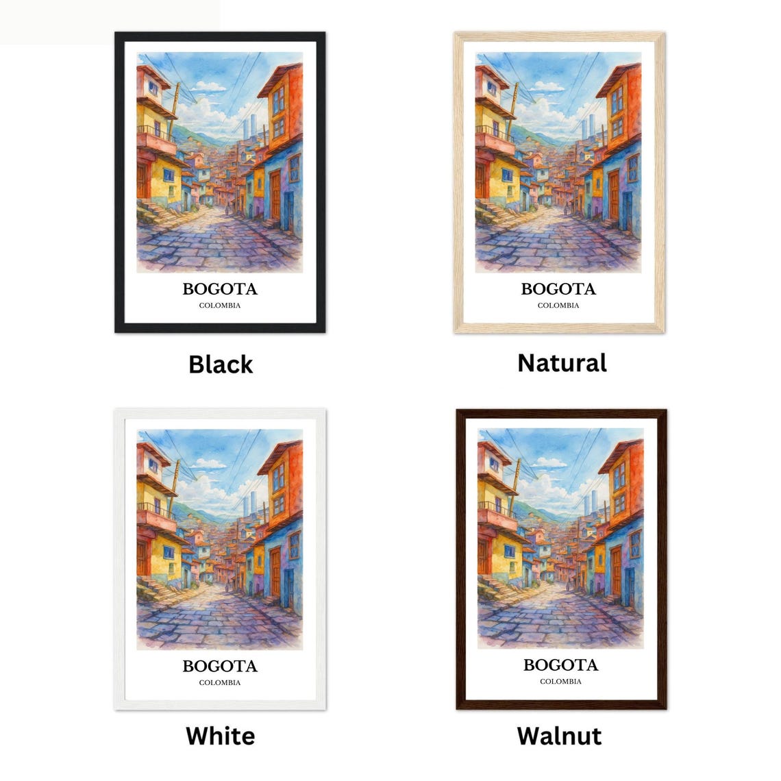 Bogota Poster, Vintage Watercolor Style Street Scene - Etsy