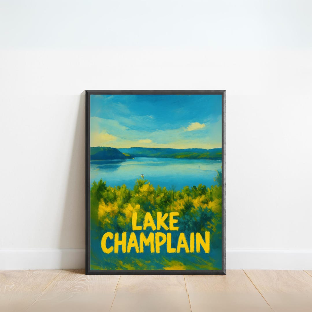 Lake Champlain Poster – Scenic Vermont & New York Art, Serene Lake ...
