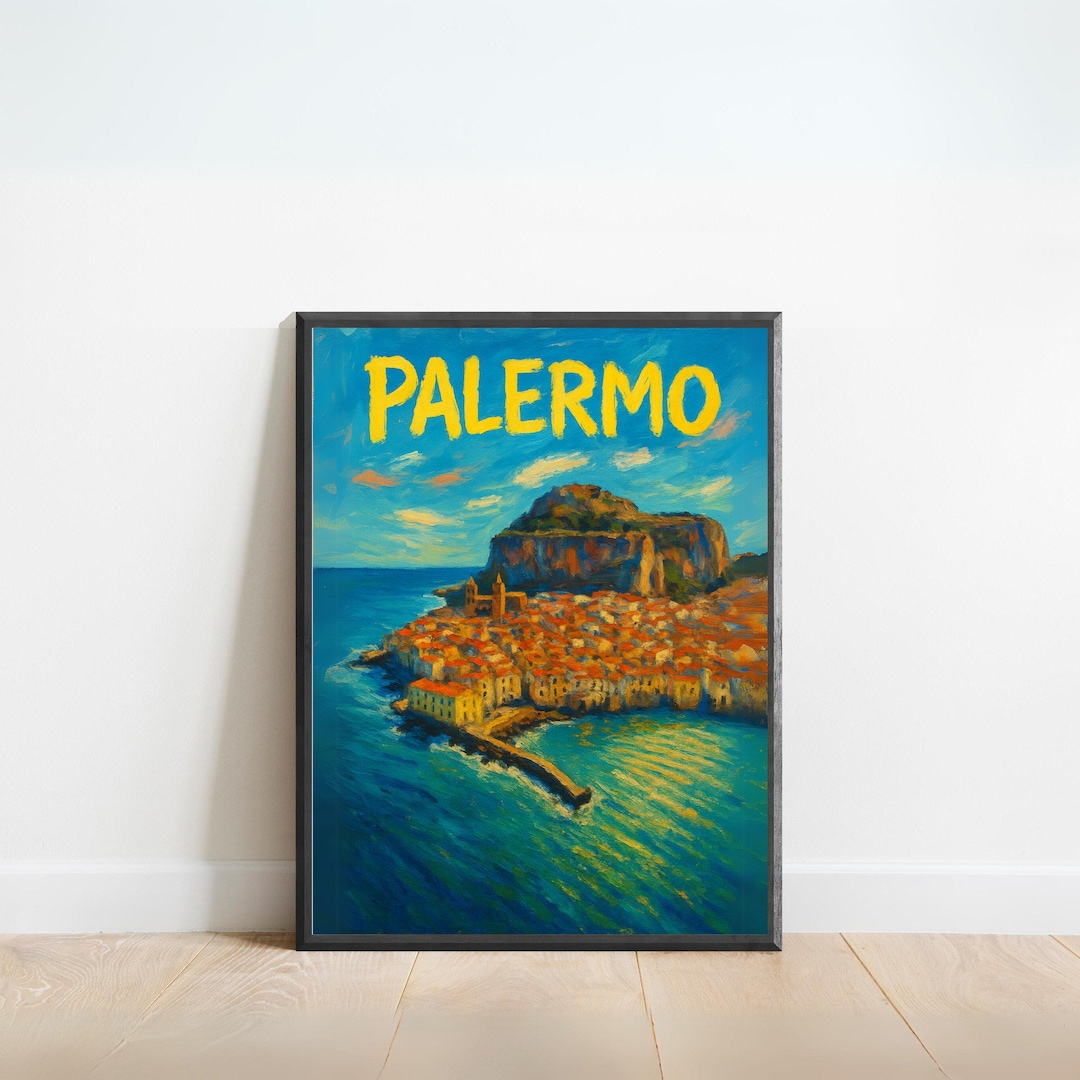 Palermo Poster – Sicily Coastal Wall Art Print, Italian Riviera Travel ...