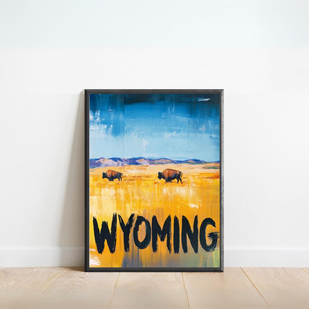 Wyoming Poster - Abstract Travel Art Print, Modern Wall Decor, Bold ...