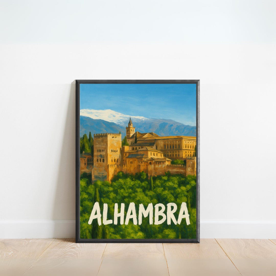Alhambra Poster – Granada, Spain Wall Art, Moorish Palace Travel Print ...