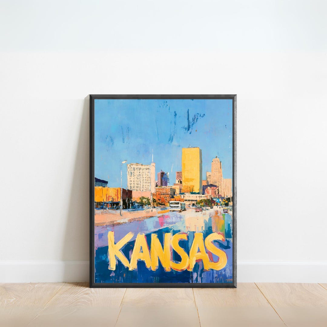 Kansas Poster - Abstract Travel Art Print, Modern Wall Decor, Bold ...