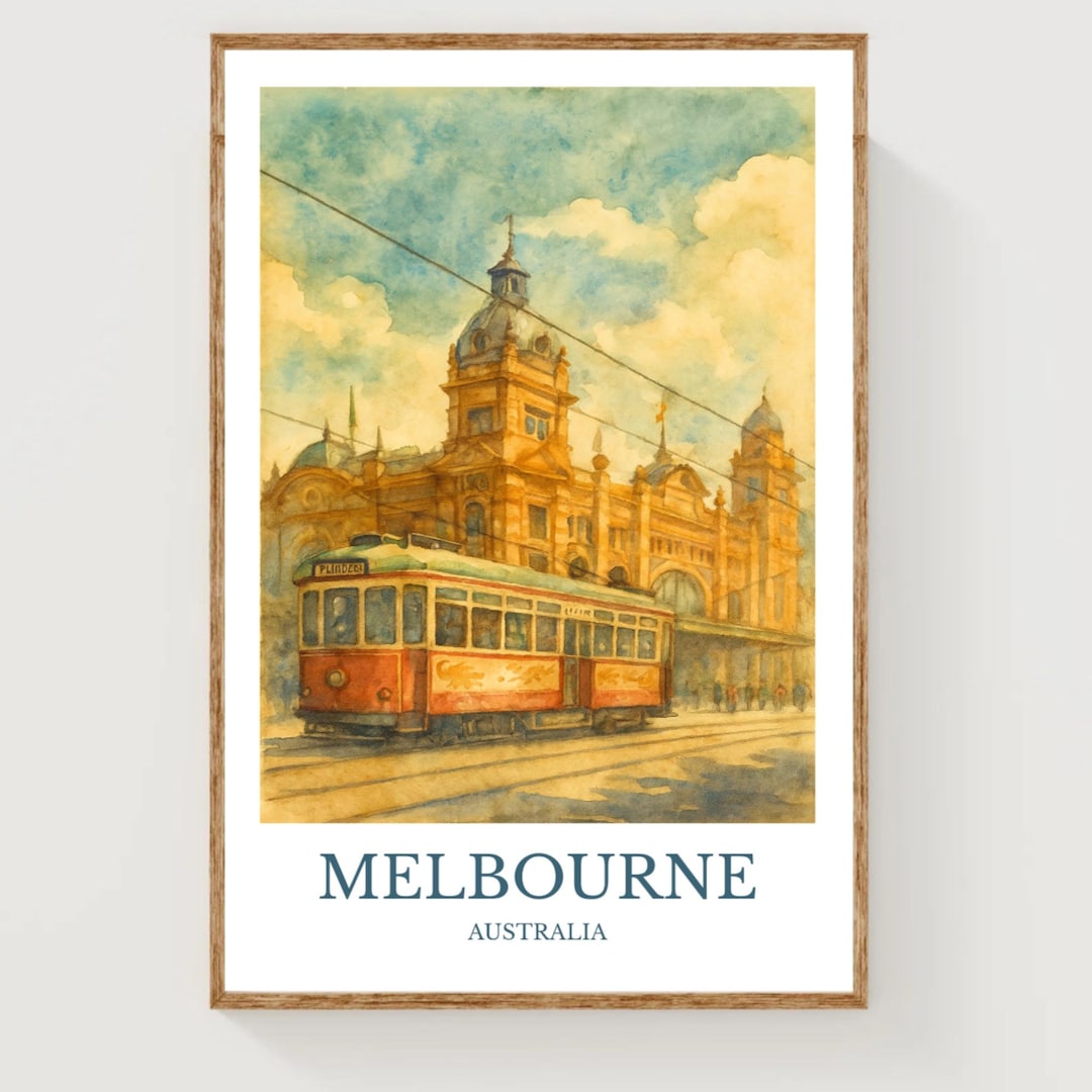 Melbourne, Watercolor Design Poster, Australia Print, Melbourne Wall ...