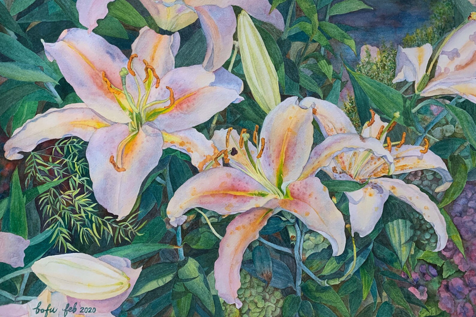 White Lilies, Original Watercolor Painting, Flowers, 14x21 Inches - Etsy