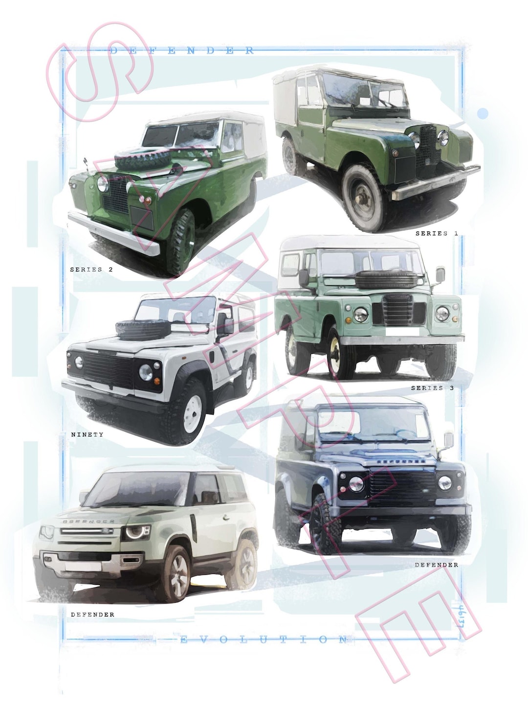 LAND ROVER DEFENDER Evolution Sketch Art Greetings Card - Etsy