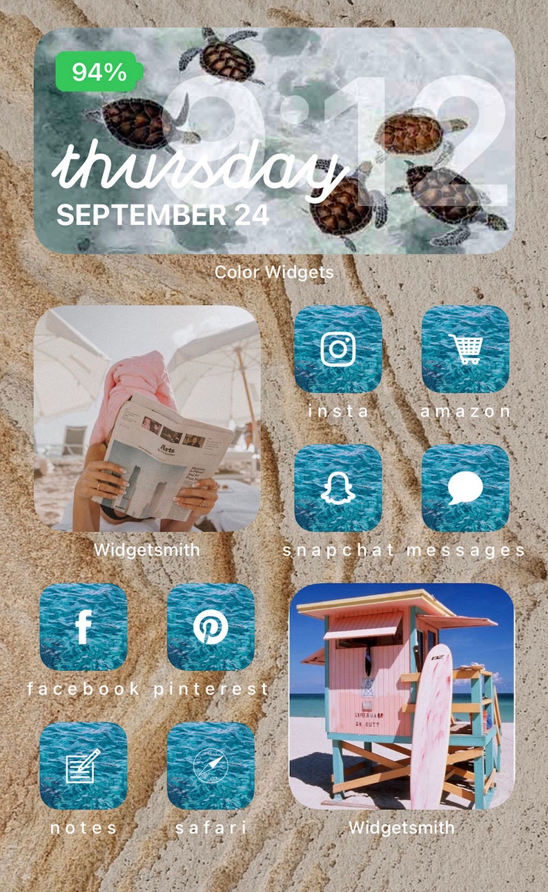Ios14 Beach Bum Aesthetic Bundle- 36 App Icons + Instructions ...
