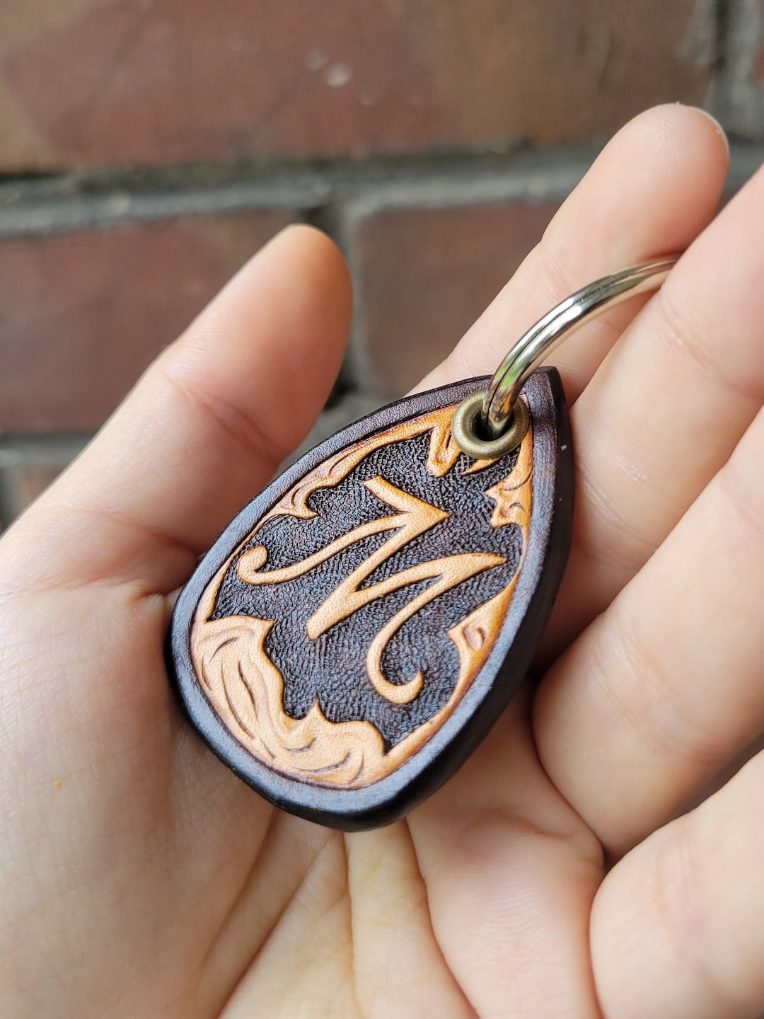 Custom Handmade Leather Keychains / Personalized Keychain With Initial ...
