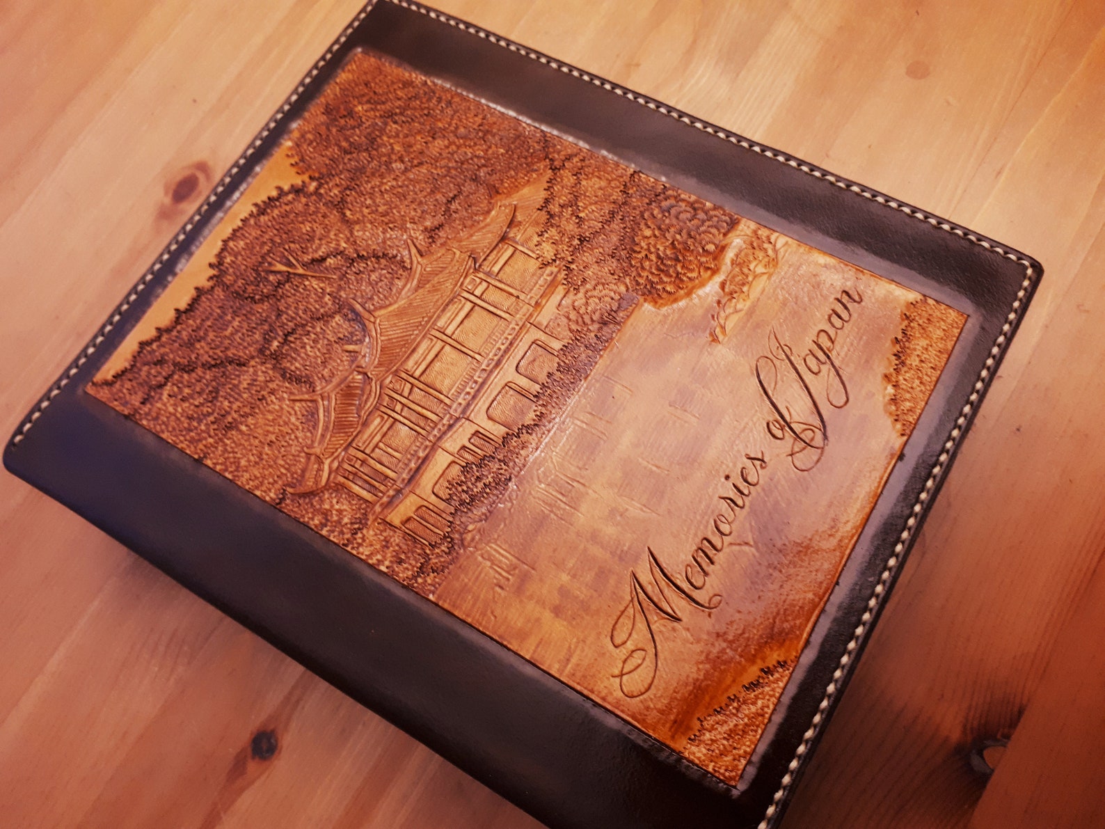 Custom Leather Photo Album / Personalized Handmade Photo Album / Carved ...