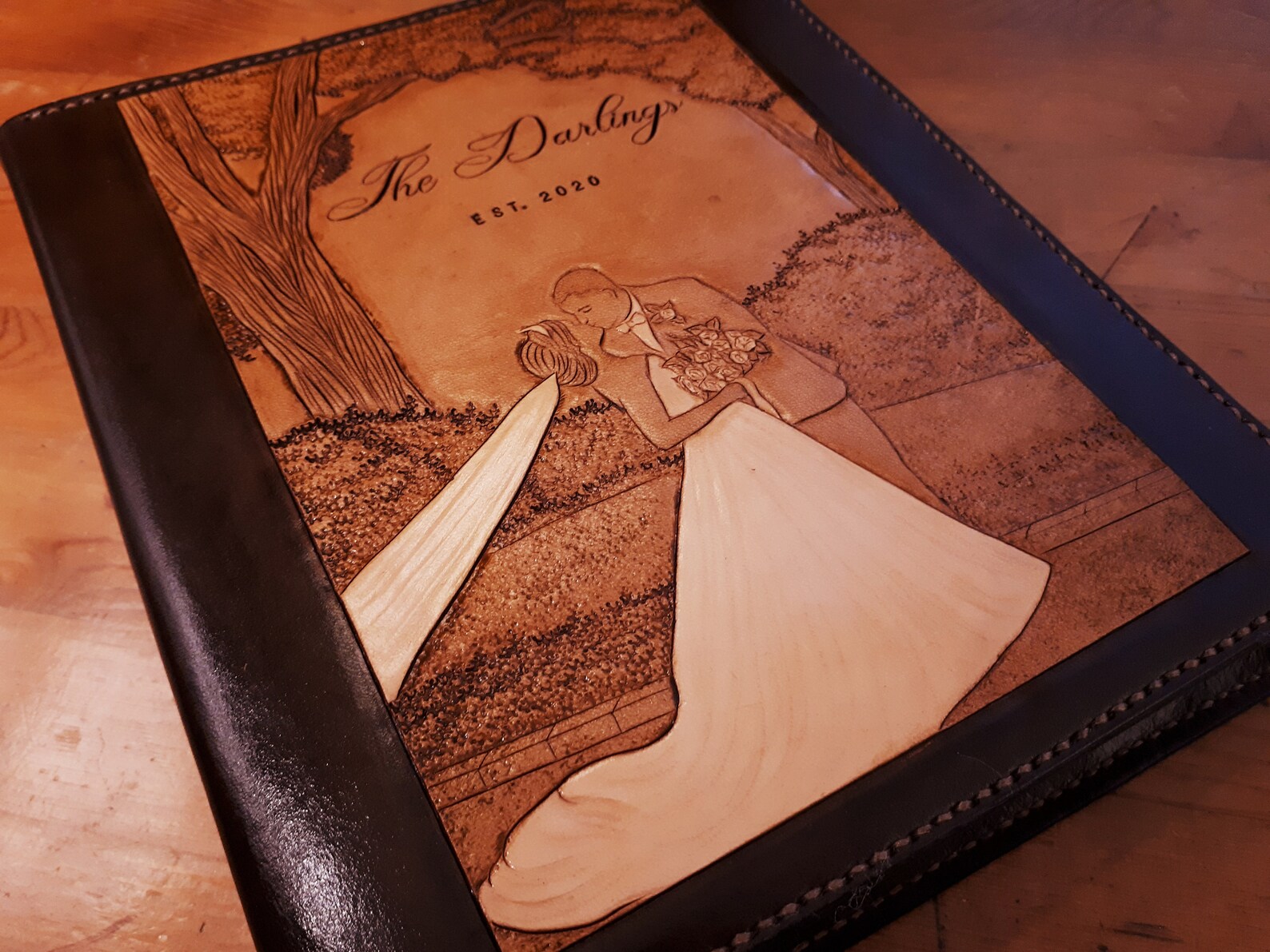 Custom Leather Photo Album / Personalized Handmade Photo Album / Carved ...