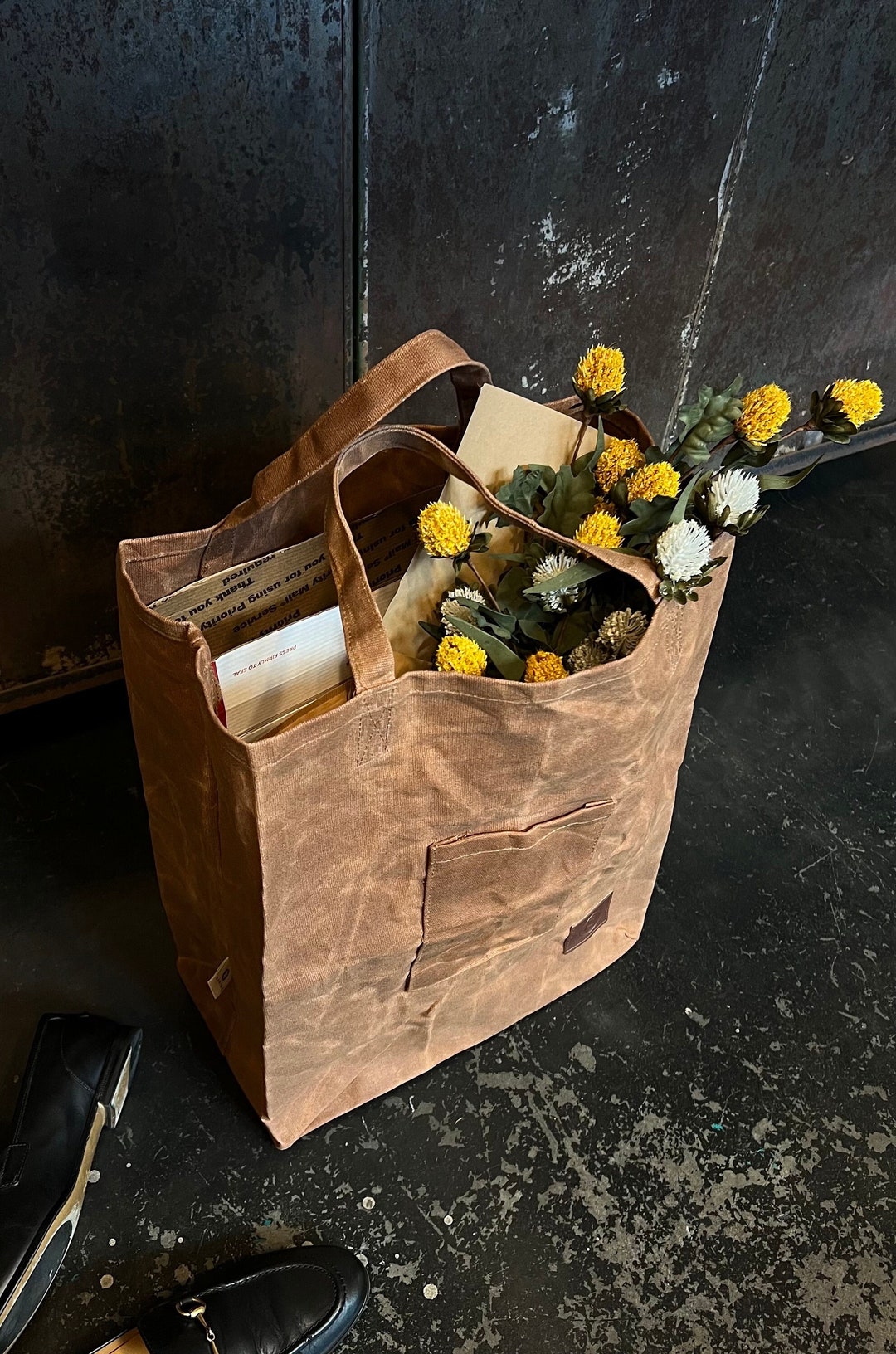 Waxed Canvas Market Bag: Reusable Grocery Tote, Heavy Duty - Etsy