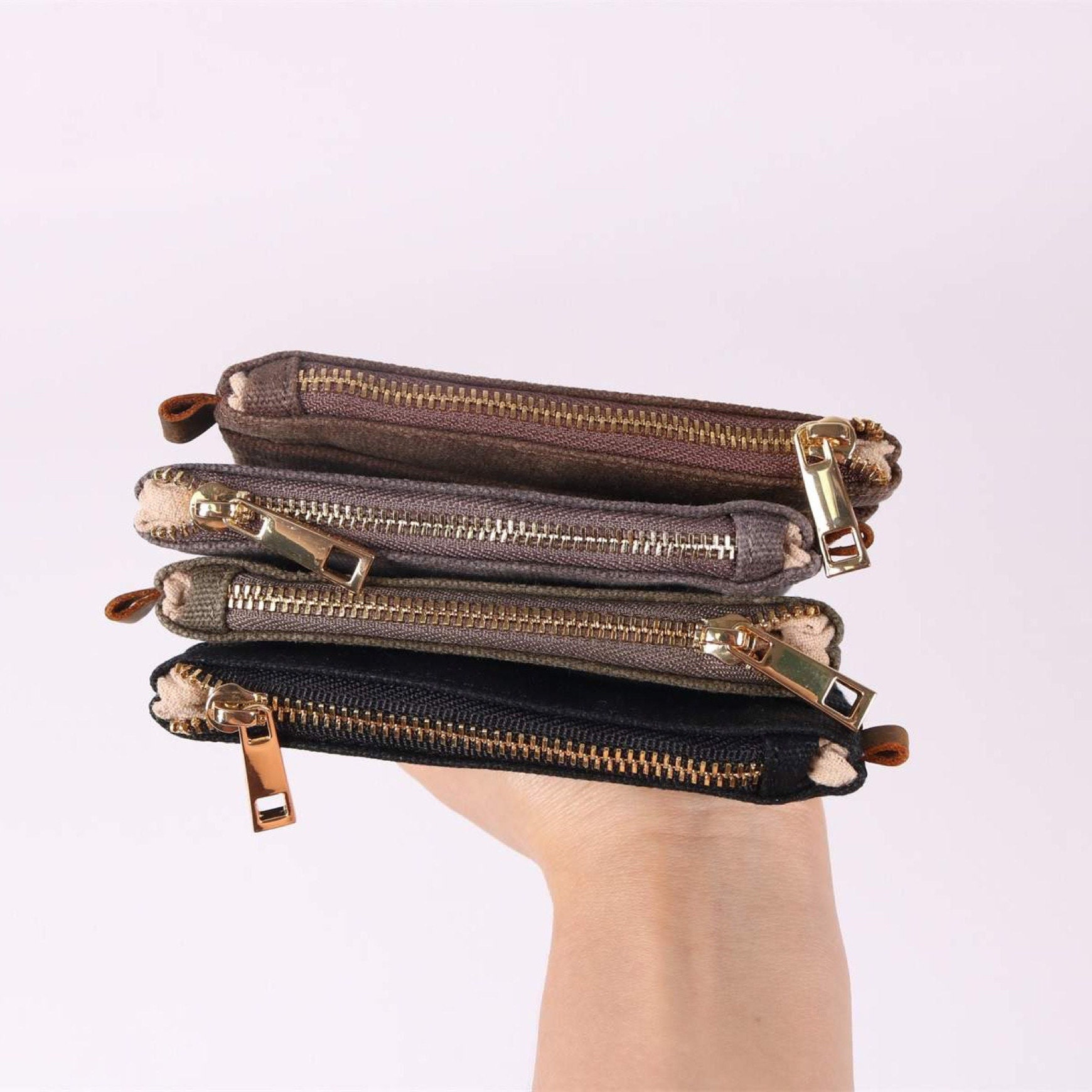 Waxed Canvas Small Pouch With Zipper Pouch With Keychain - Etsy